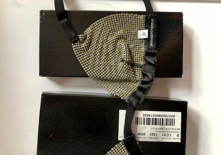 Dolce and Gabbana S/S 2000 Runway Crystal Metal Mesh Blue Bralette Bra ...