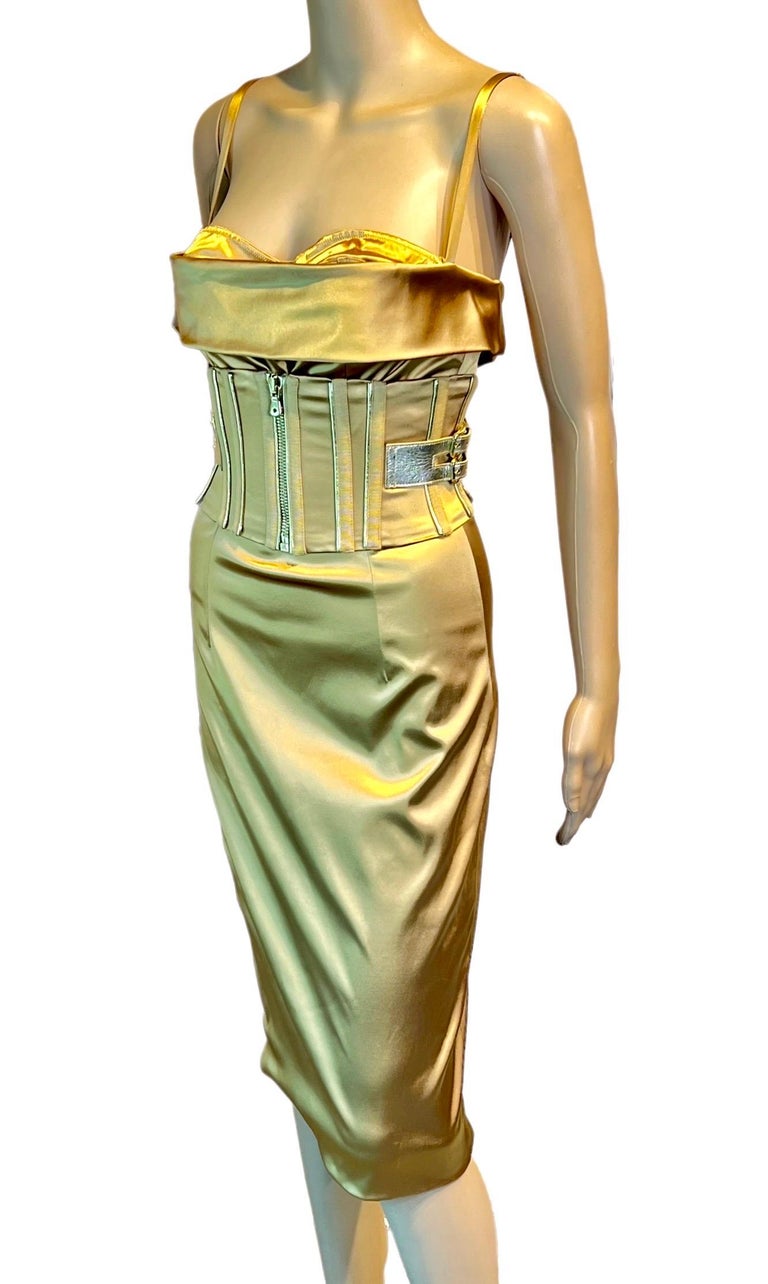 Dolce and Gabbana S/S 2007 Corset Belted Bra Bustier Bodycon Gold ...