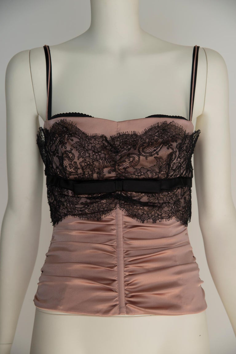 Dolce and Gabbana Satin and Lace Gathered Bustier Corset Top, Circa ...