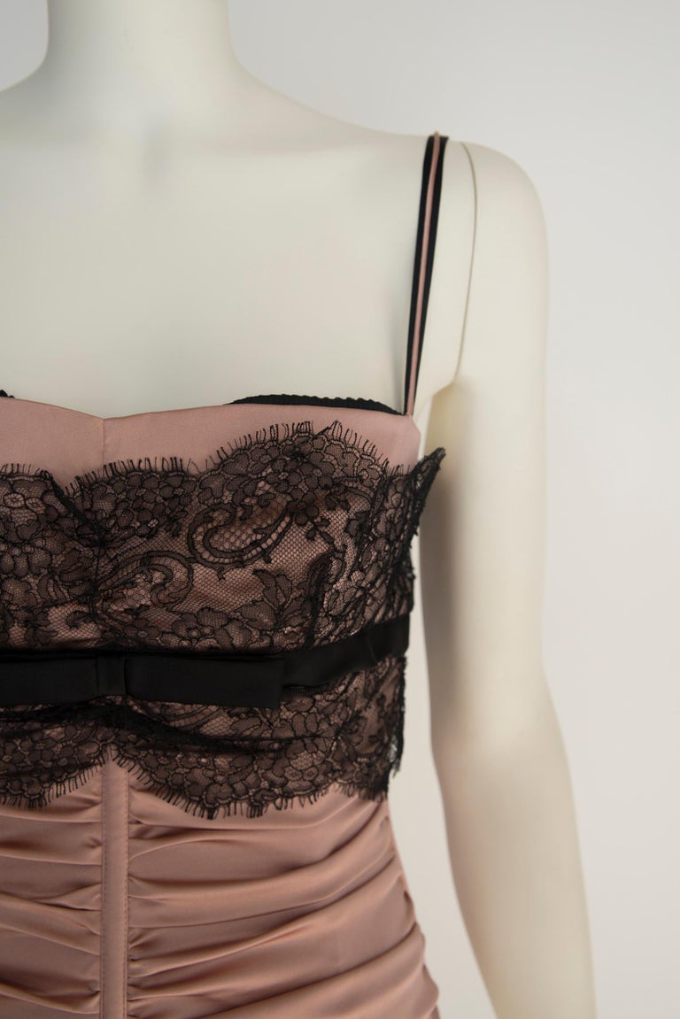 Dolce and Gabbana Satin and Lace Gathered Bustier Corset Top, Circa ...