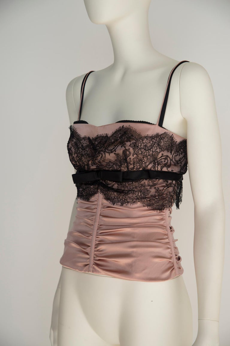 Dolce and Gabbana Satin and Lace Gathered Bustier Corset Top, Circa ...