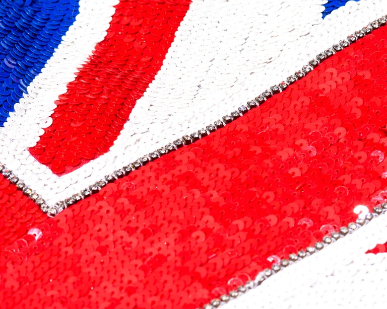 Dolce and Gabbana sequin and crystal Union Jack flag mini wrap skirt ...