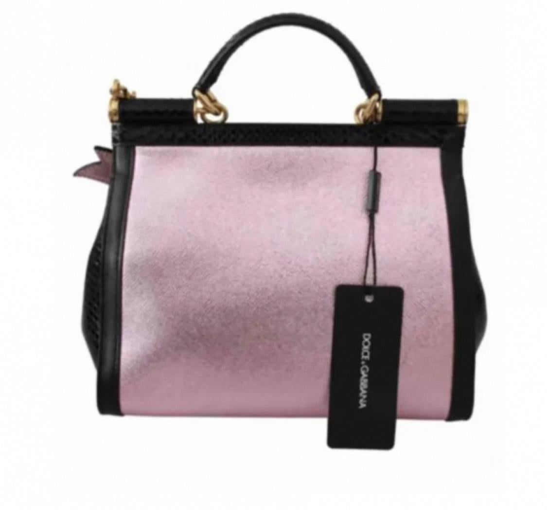 Dolce and Gabbana Sicily leather multicolour love pattern top handle ...