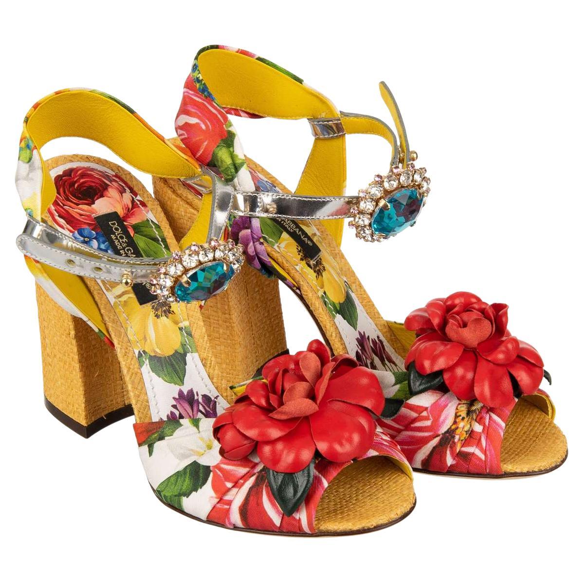 Dolce and Gabbana Silk Rose Pumps Sandals KEIRA with Crystals Brooch ...