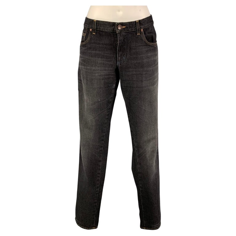 DOLCE and GABBANA Size 10 Grey Cotton Distressed Jeans For Sale at 1stDibs