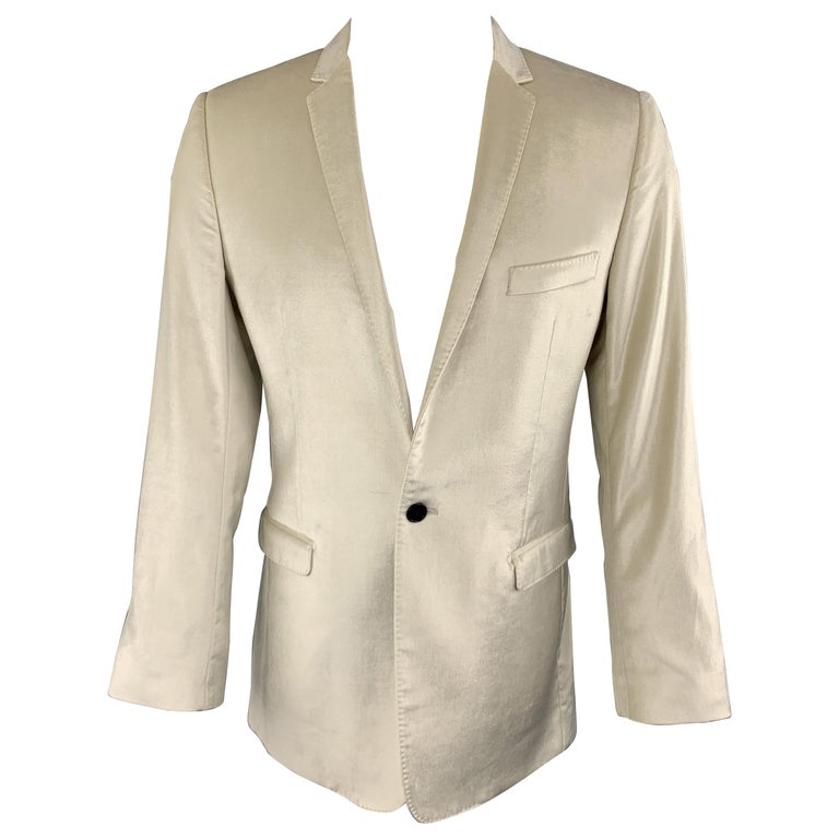 DOLCE and GABBANA Size 38 Creamy Beige Velvet Notch Lapel Sport Coat at ...