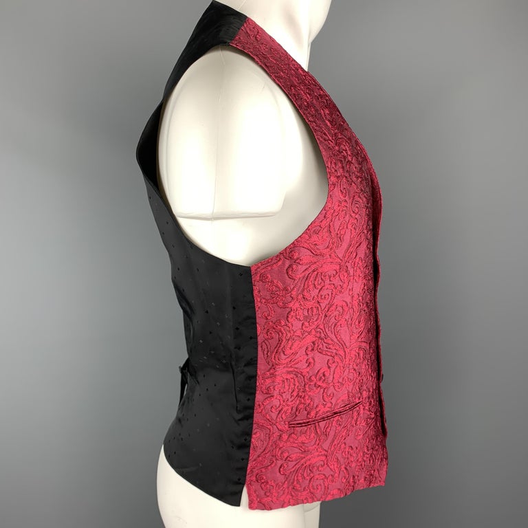 DOLCE and GABBANA Size 38 Raspberry Pink Brocade V Neck Vest at 1stDibs