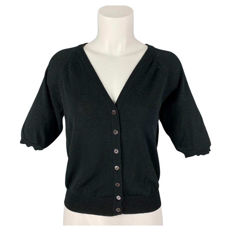 DOLCE and GABBANA Size 4 Black Cotton Short Sleeve Cardigan For Sale at ...