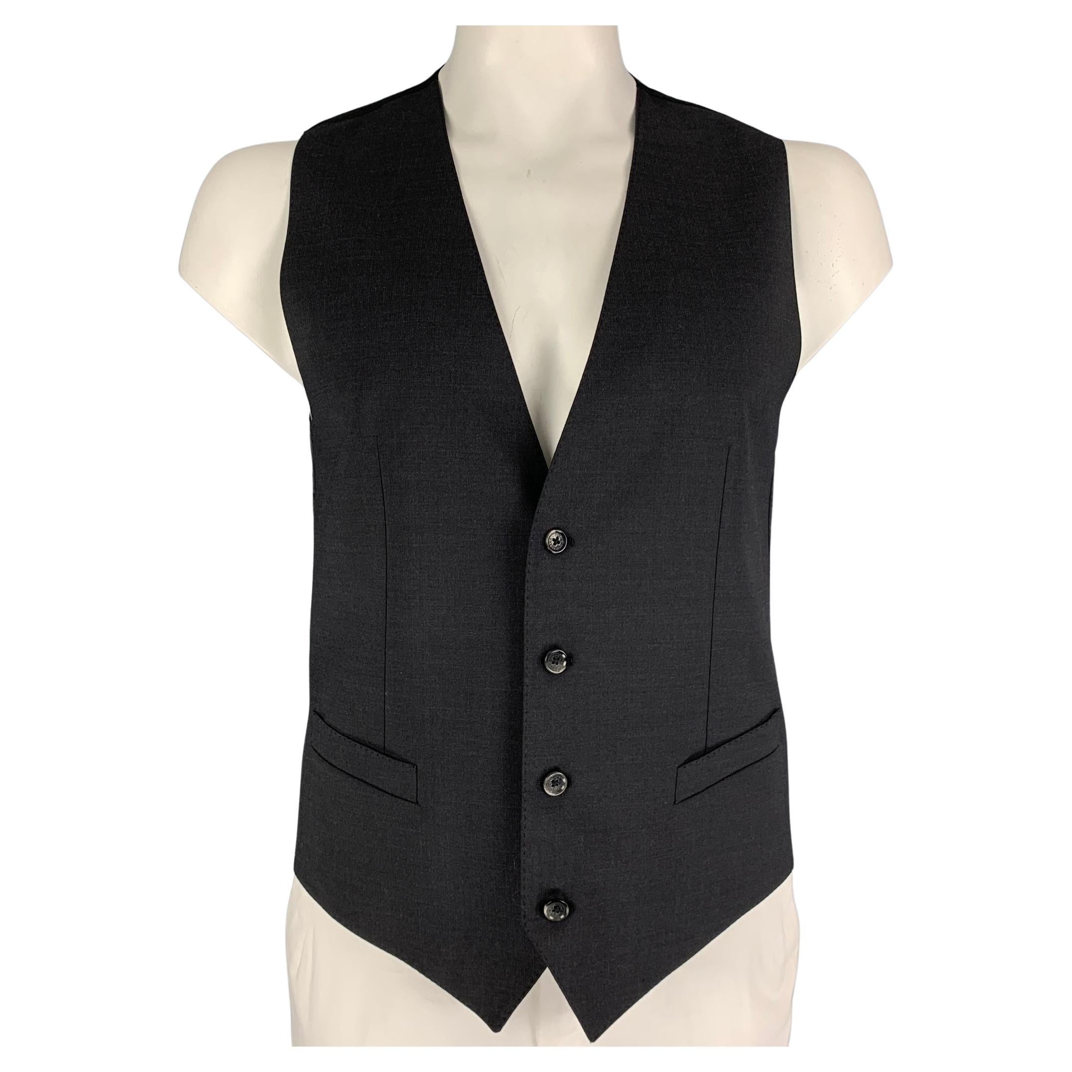 DOLCE and GABBANA Size 40 Charcoal Buttoned Vest For Sale at 1stDibs