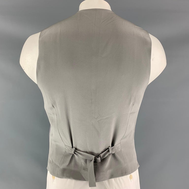 DOLCE and GABBANA Size 40 Solid Wool and Silk Buttoned Light Gray Vest For Sale at 1stDibs