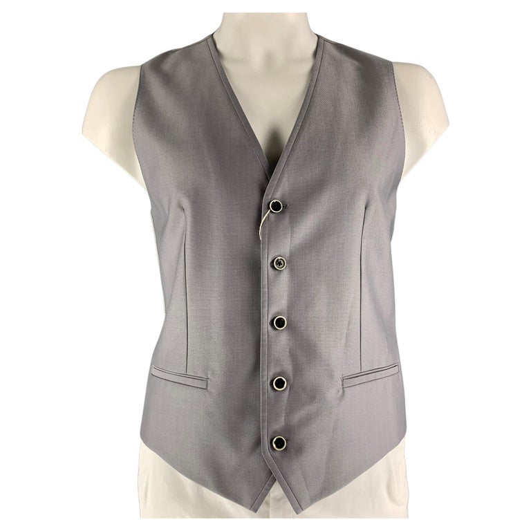 DOLCE and GABBANA Size 40 Solid Wool and Silk Buttoned Light Gray Vest For Sale at 1stDibs