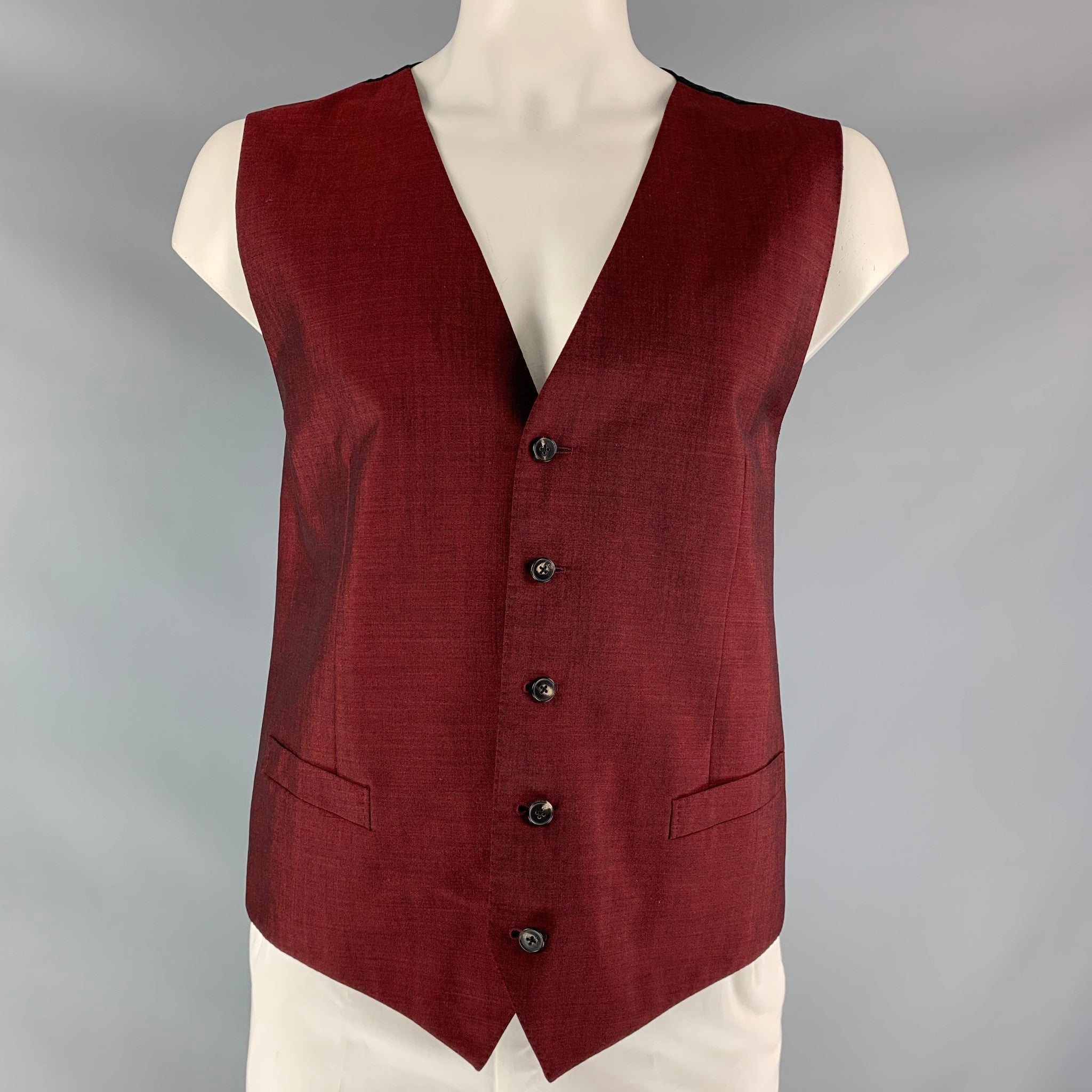 DOLCE and GABBANA Size 48 Solid Wool Mohair and Silk Buttoned Vest For ...