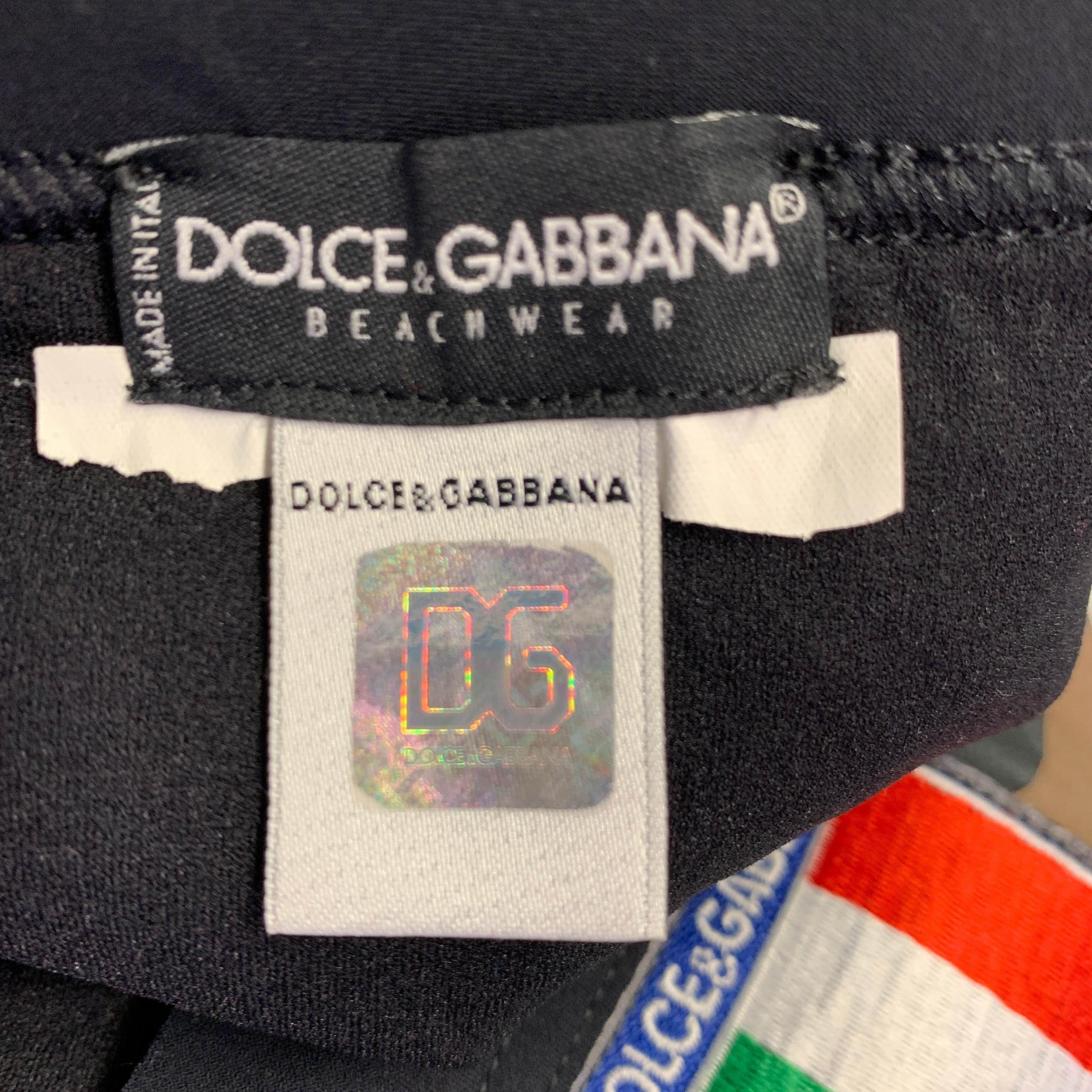 DOLCE and GABBANA Size L Black Green Tan Camouflage Drawstring Speedo ...