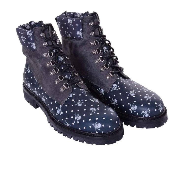 Dolce and Gabbana - Skull Printed Ankle Boots BAGHERIA Blue For Sale at ...