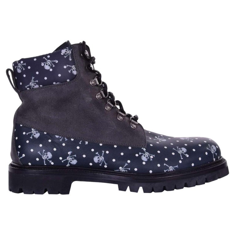 Dolce and Gabbana - Skull Printed Ankle Boots BAGHERIA Blue For Sale at ...