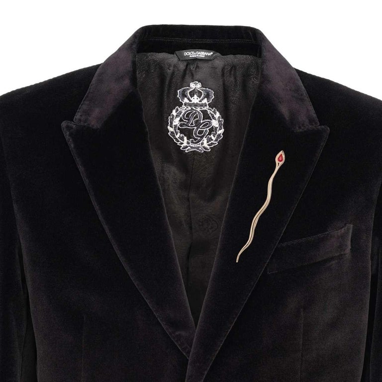 Dolce and Gabbana - Snake Brooch Jacket Lapel Pin with Crystal Red Gold ...