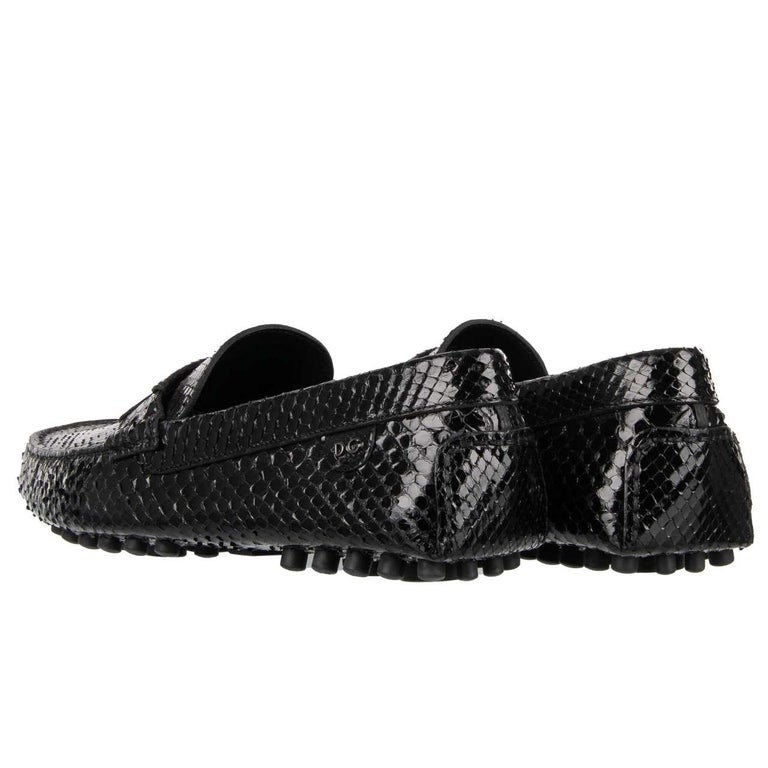 Dolce and Gabbana Snake Moccasin GELA ZERO with DG Metal Logo Black EUR 40 For Sale at 1stDibs