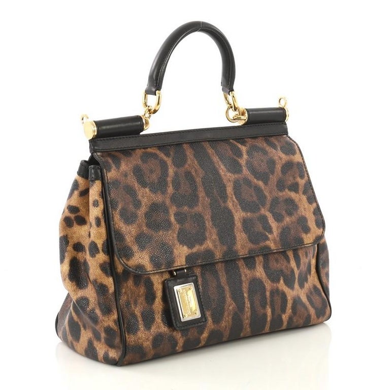 Dolce and Gabbana Soft Miss Sicily Handbag Leopard Print Leather Medium at 1stDibs