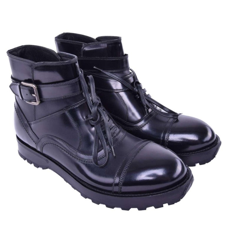 Dolce and Gabbana - Solid Boots with Buckle Closure Black EUR 42.5 For ...