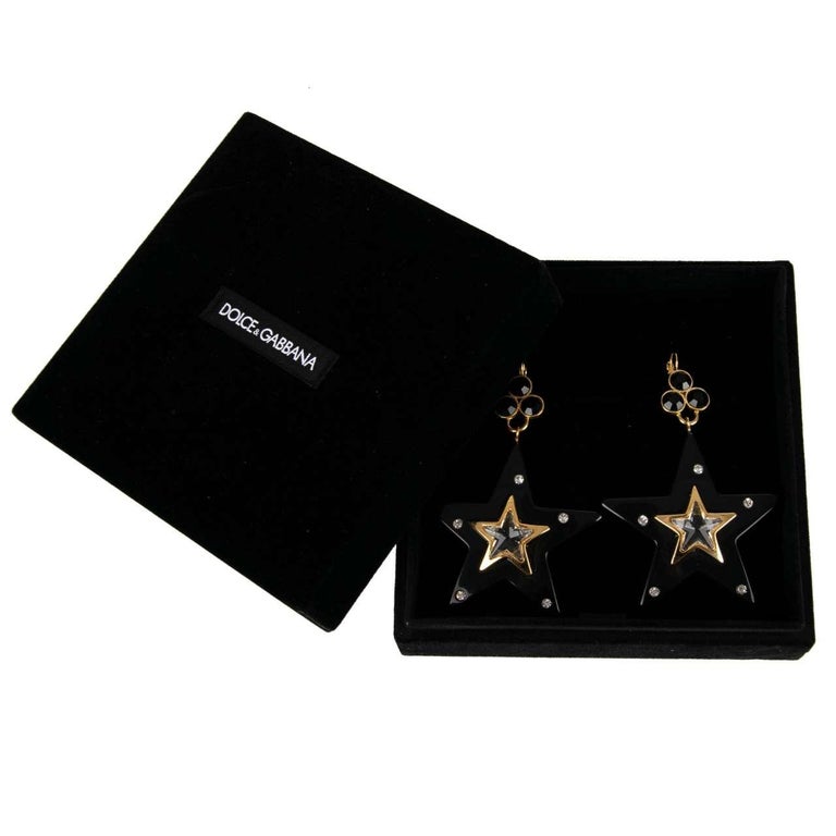 Dolce and Gabbana - Stelle Star Crystal Earrings Gold For Sale at 1stDibs