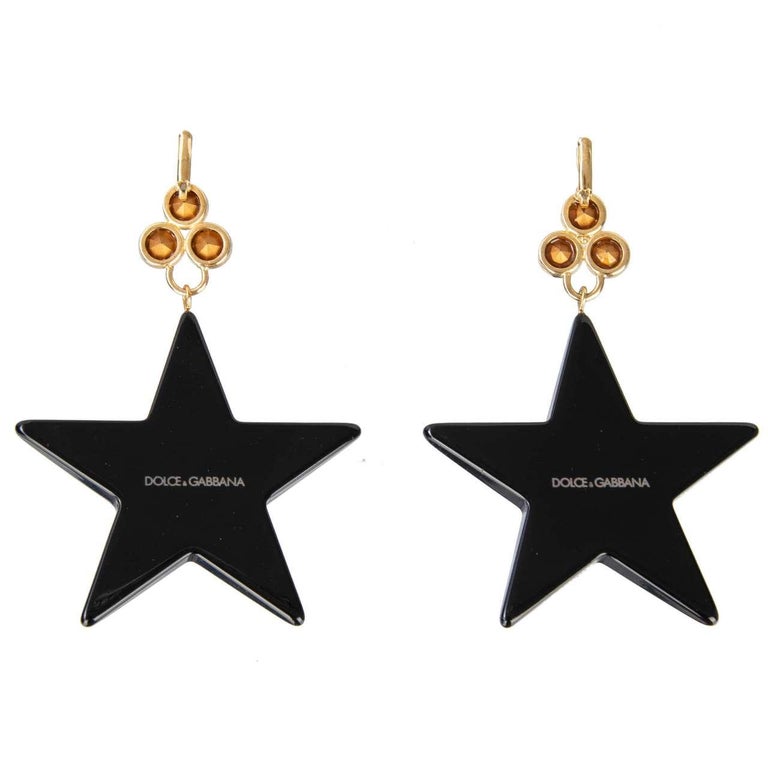 Dolce and Gabbana - Stelle Star Crystal Earrings Gold For Sale at 1stDibs