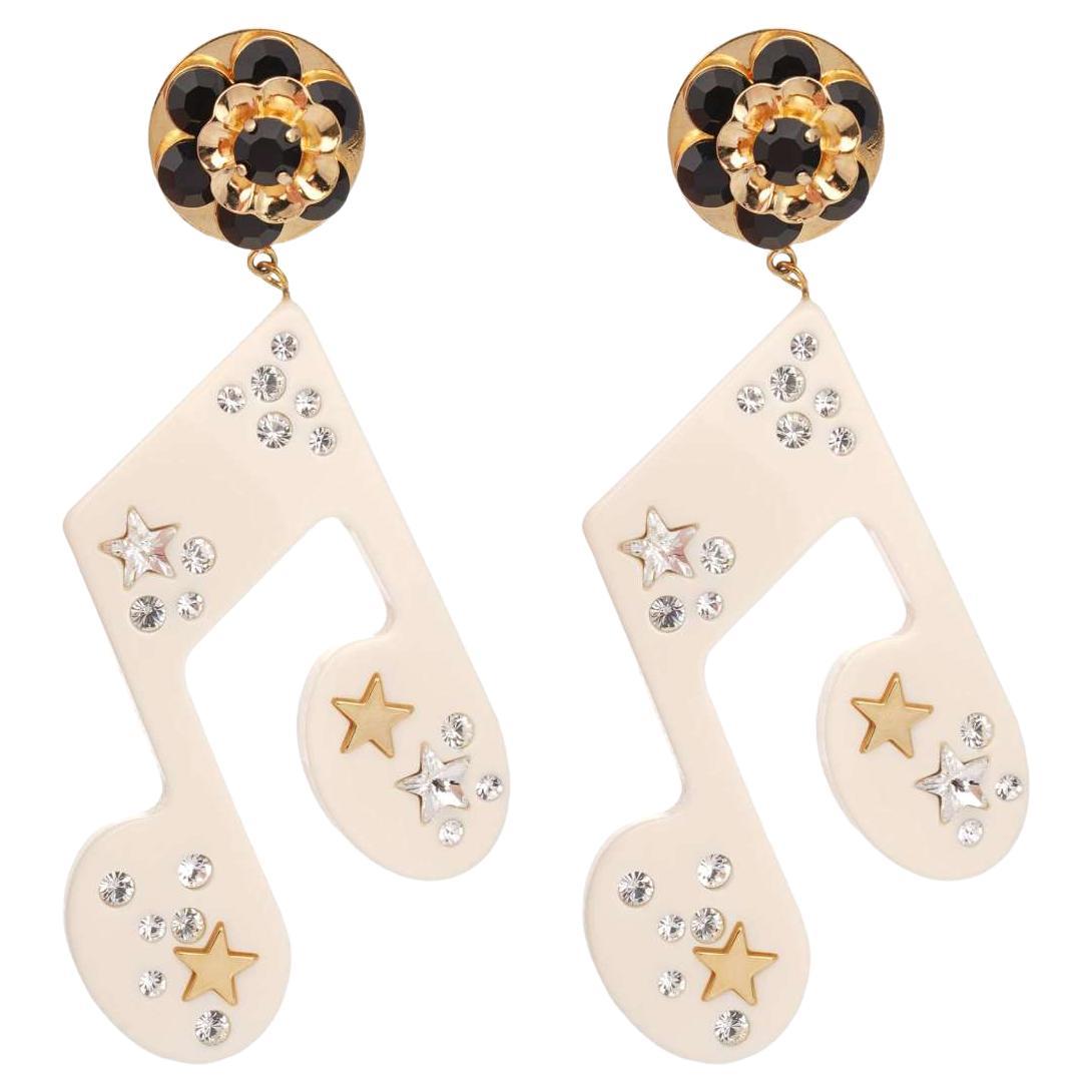 Dolce and Gabbana - Stelle Star Crystal Earrings White Gold Black For ...