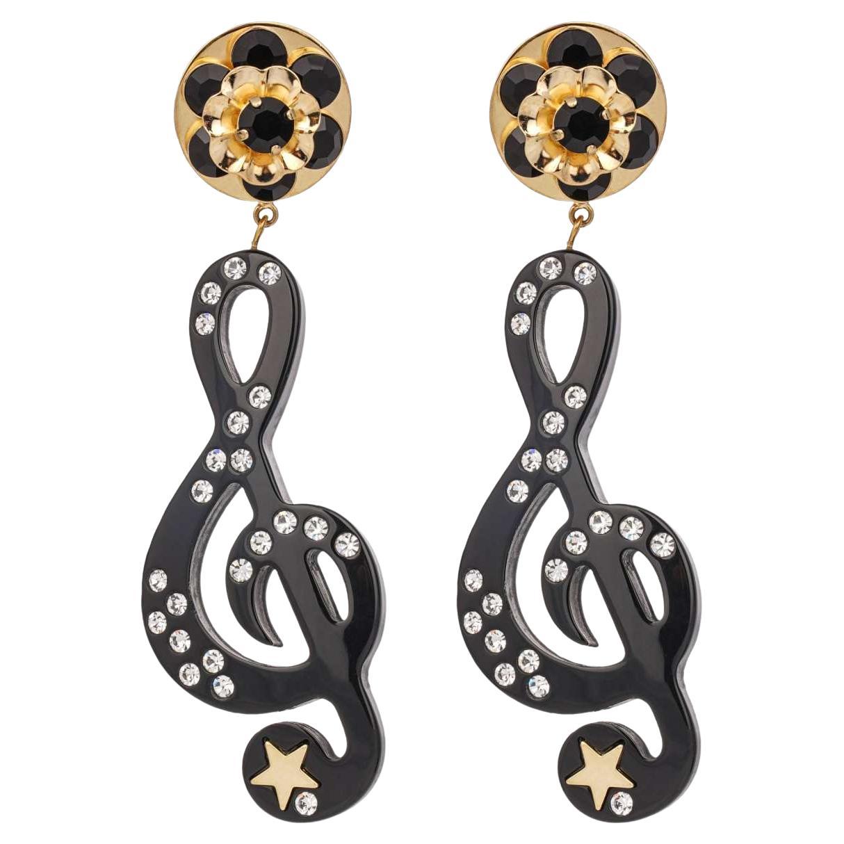 Dolce and Gabbana - Stelle Star Crystal Earrings White Gold Black For ...