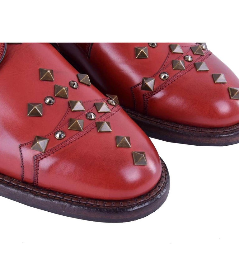 Dolce and Gabbana - Studded Derby Shoes "Marsala" Red EUR 43 For Sale ...