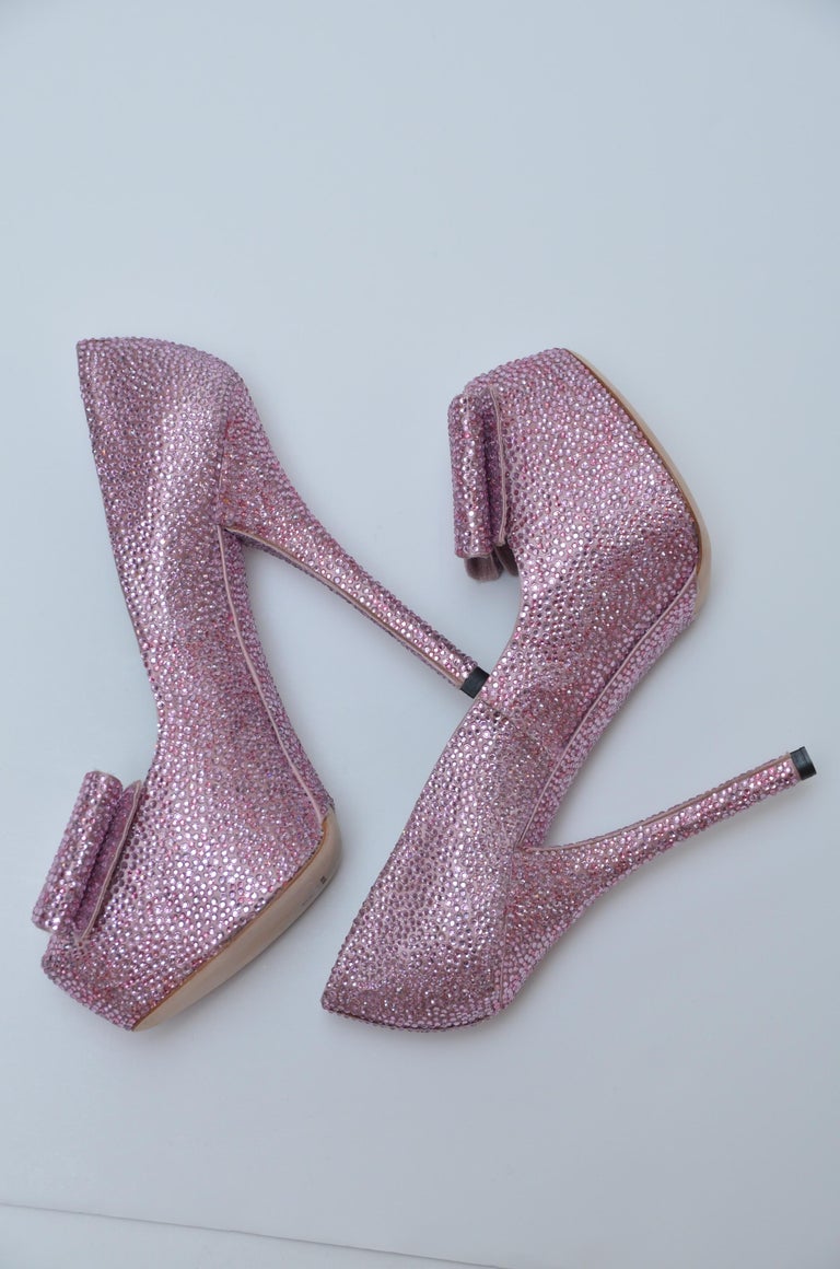Dolce and Gabbana Swarovski Pink Strass Embellished Shoes 37 NEW For ...