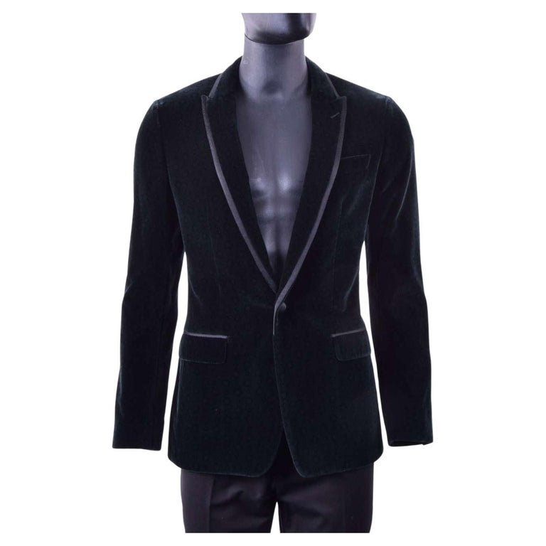 Dolce and Gabbana - TAORMINA Velour Blazer Green 44 For Sale at 1stDibs