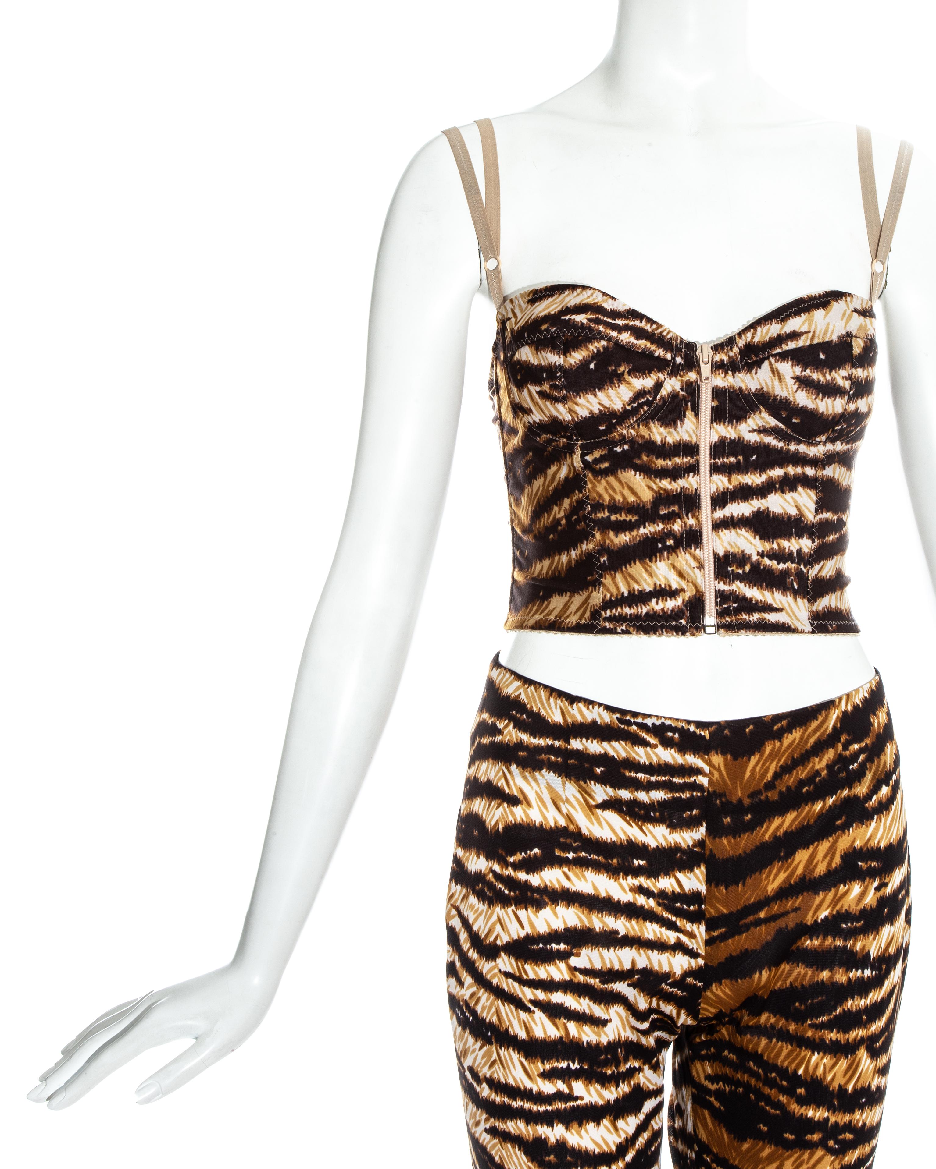 Dolce and Gabbana tiger print corset and pants set, ss 1996 For Sale at ...