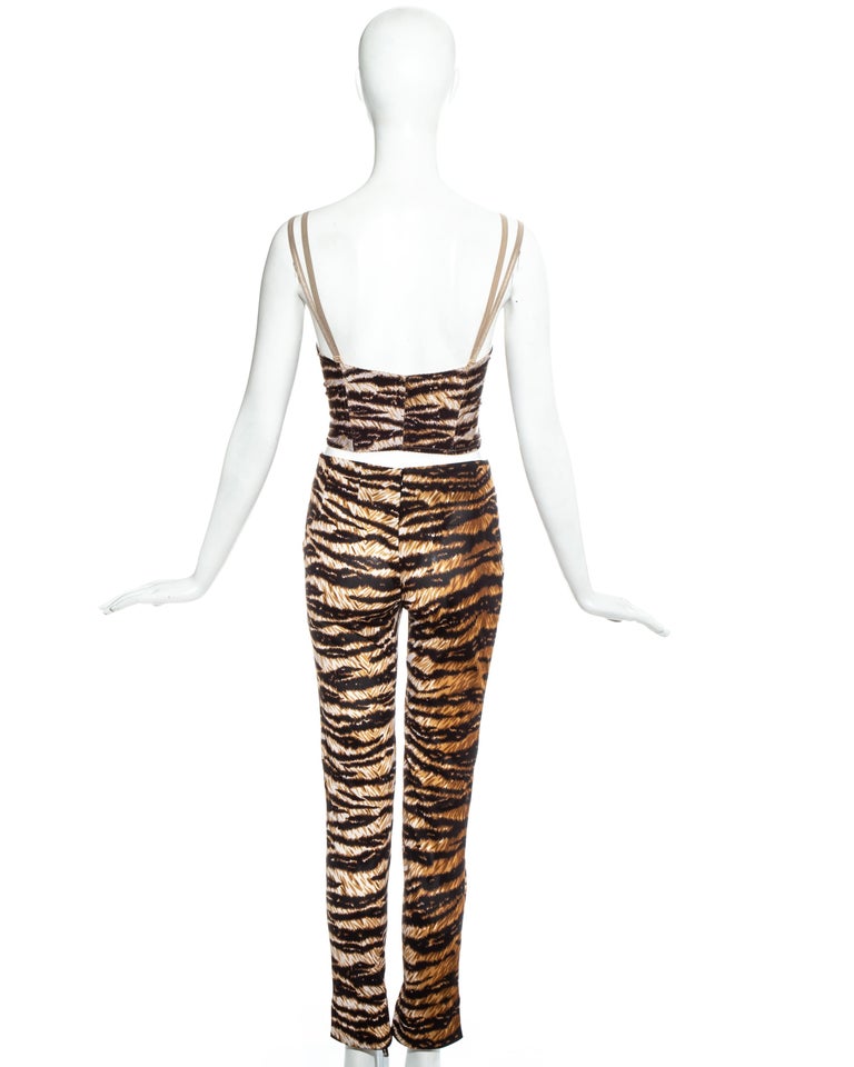 Dolce and Gabbana tiger print corset and pants set, ss 1996 For Sale at ...
