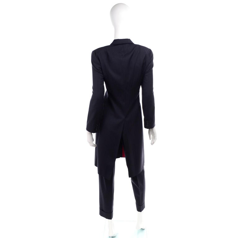 Dolce and Gabbana Tonal Pinstripe Cropped Trouser Suit W Long Jacket W ...