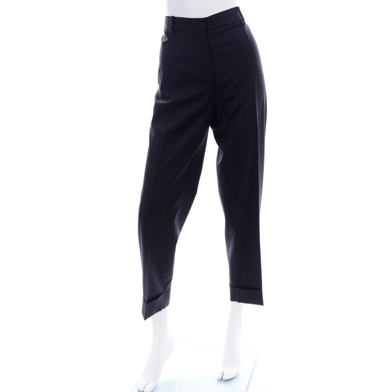 Dolce and Gabbana Tonal Pinstripe Cropped Trouser Suit W Long Jacket W ...