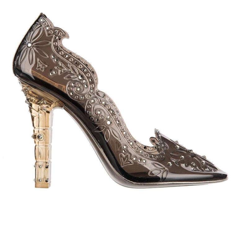 Dolce and Gabbana Transparent Cinderella PVC Crystals Pumps Brown 38.5 ...