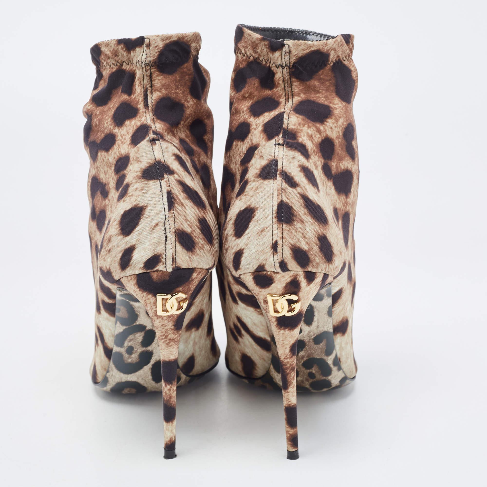 Dolce and Gabbana Tricolor Leopard Print Stretch Fabric Ankle Booties ...