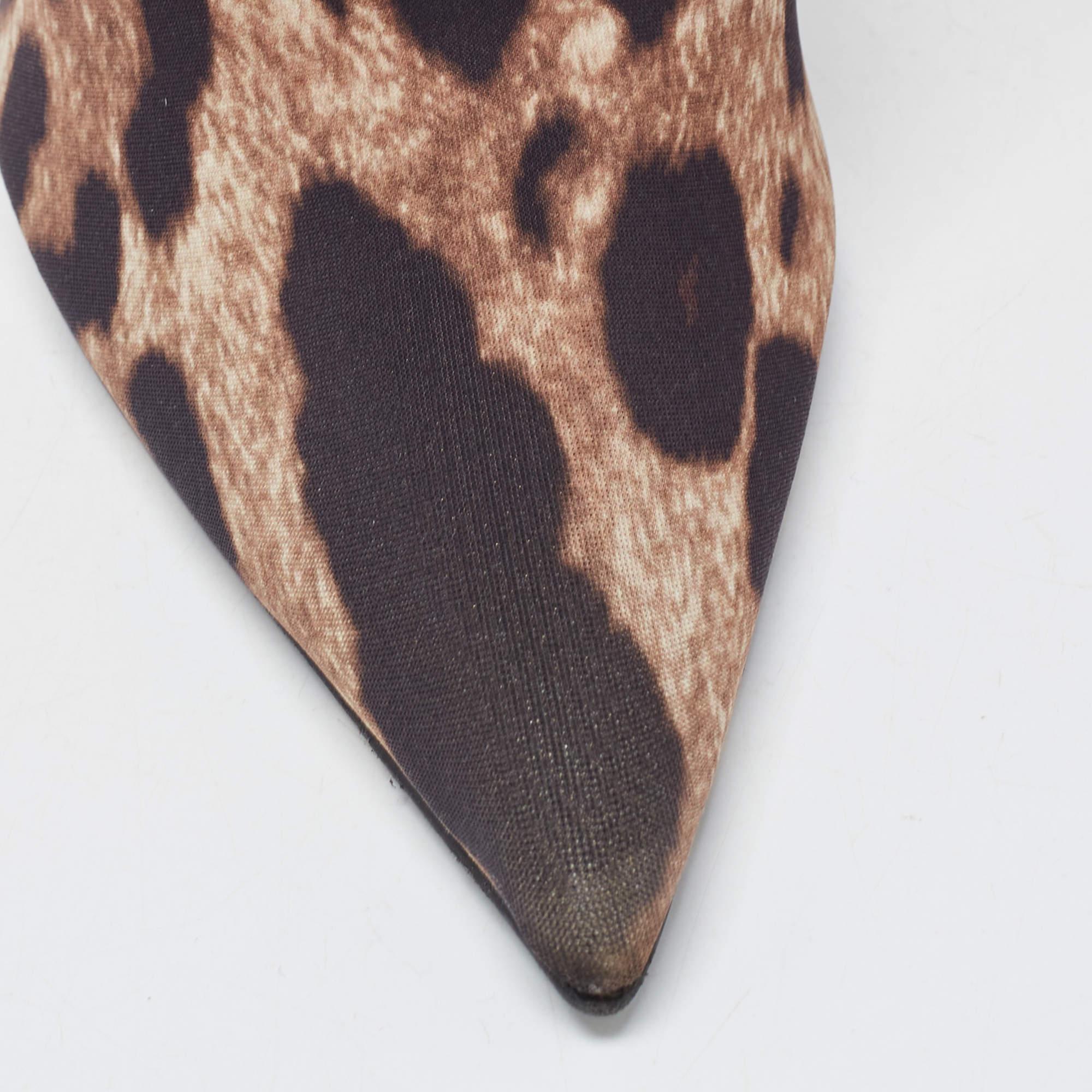 Dolce and Gabbana Tricolor Leopard Print Stretch Fabric Ankle Booties ...