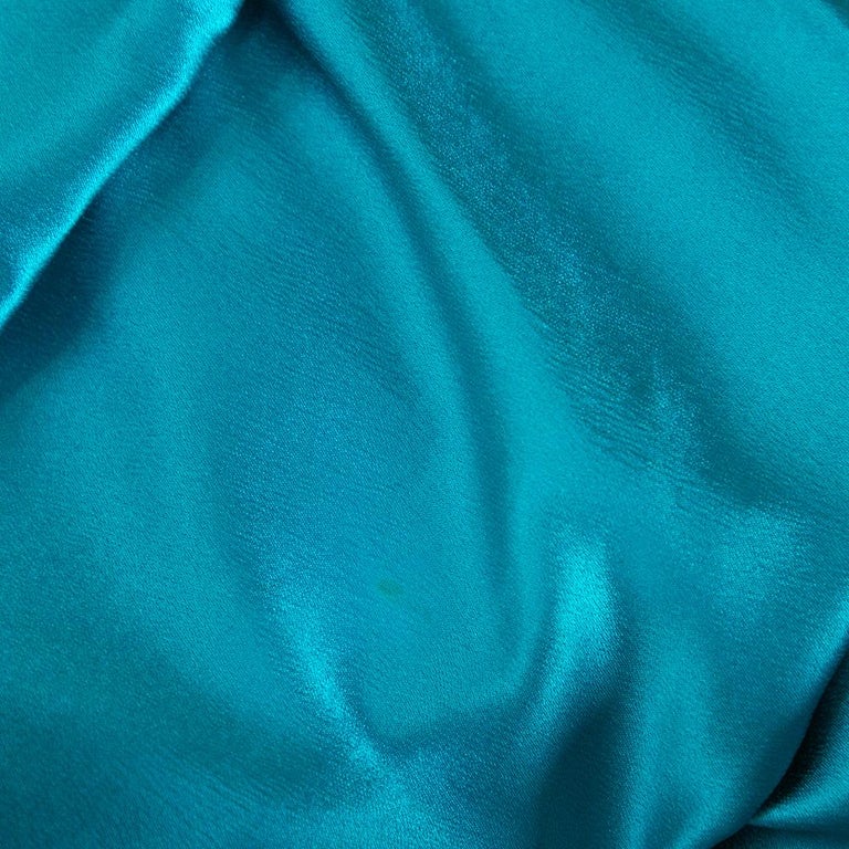 Dolce and Gabbana Turquoise Blue Silk Satin Ruched Maxi Dress L at ...