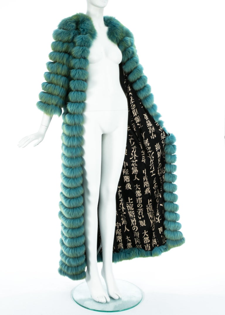 Dolce and Gabbana turquoise full length fox fur coat, A/W 1999 at ...
