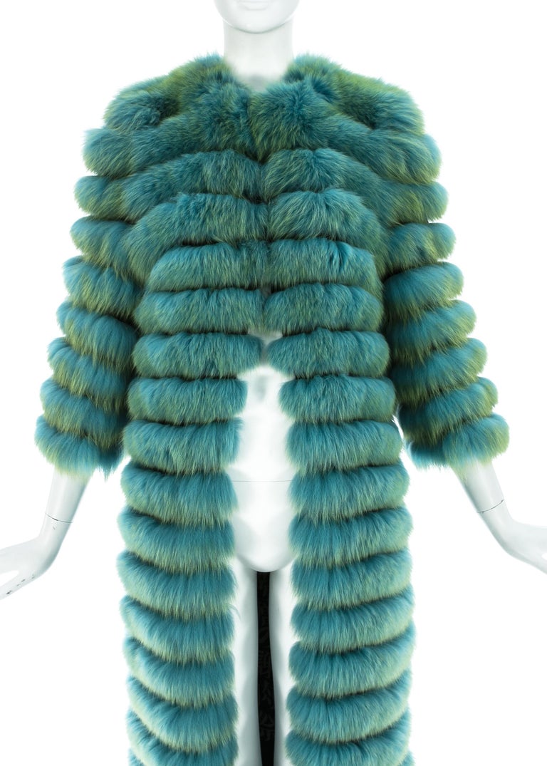 Dolce and Gabbana turquoise full length fox fur coat, A/W 1999 at ...