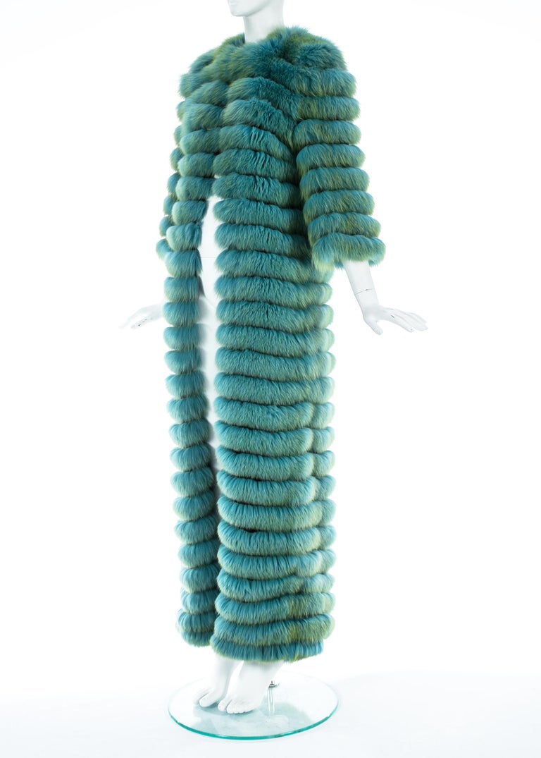 Dolce and Gabbana turquoise full length fox fur coat, A/W 1999 at ...