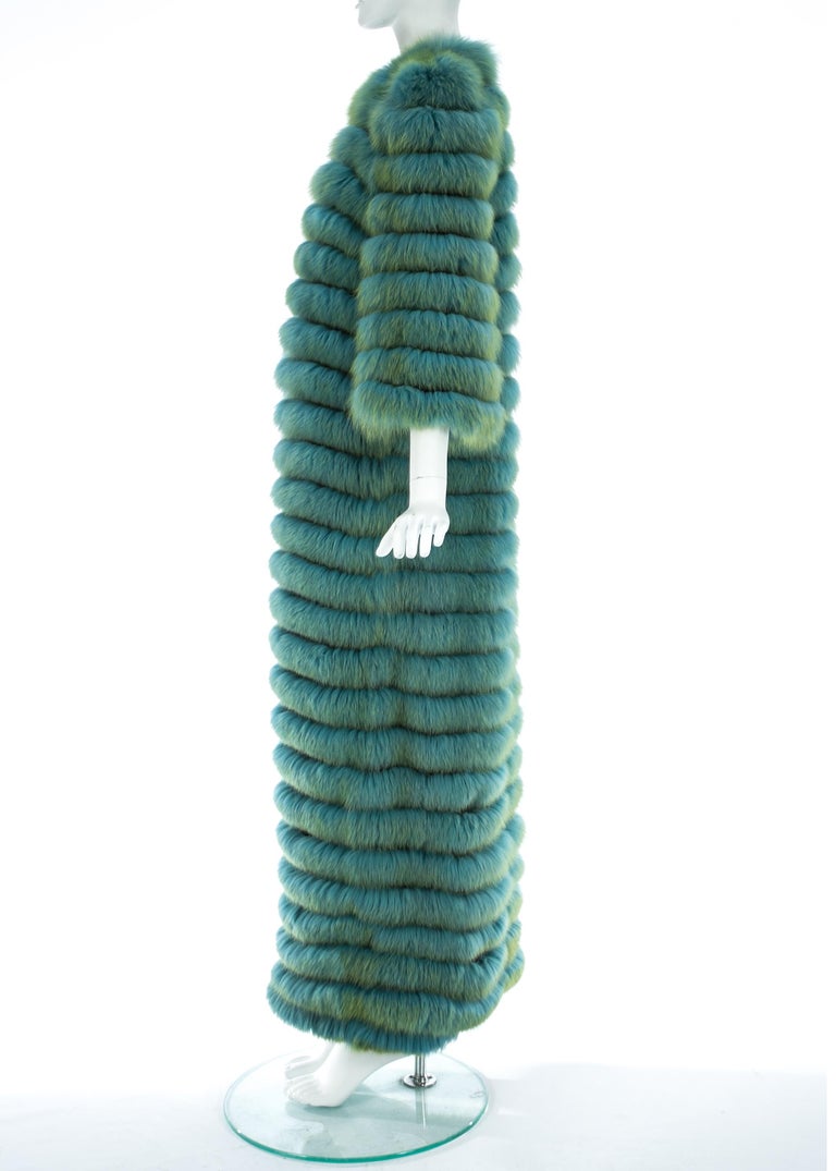 Dolce and Gabbana turquoise full length fox fur coat, A/W 1999 at ...