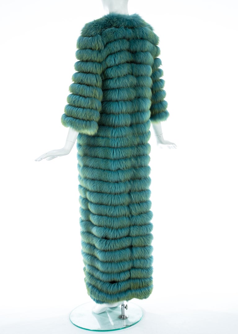Dolce and Gabbana turquoise full length fox fur coat, A/W 1999 at ...
