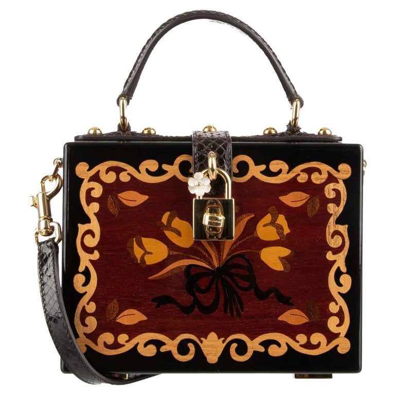 Dolce and Gabbana Unique Handmade Floral Wood Clutch Bag DOLCE BOX ...