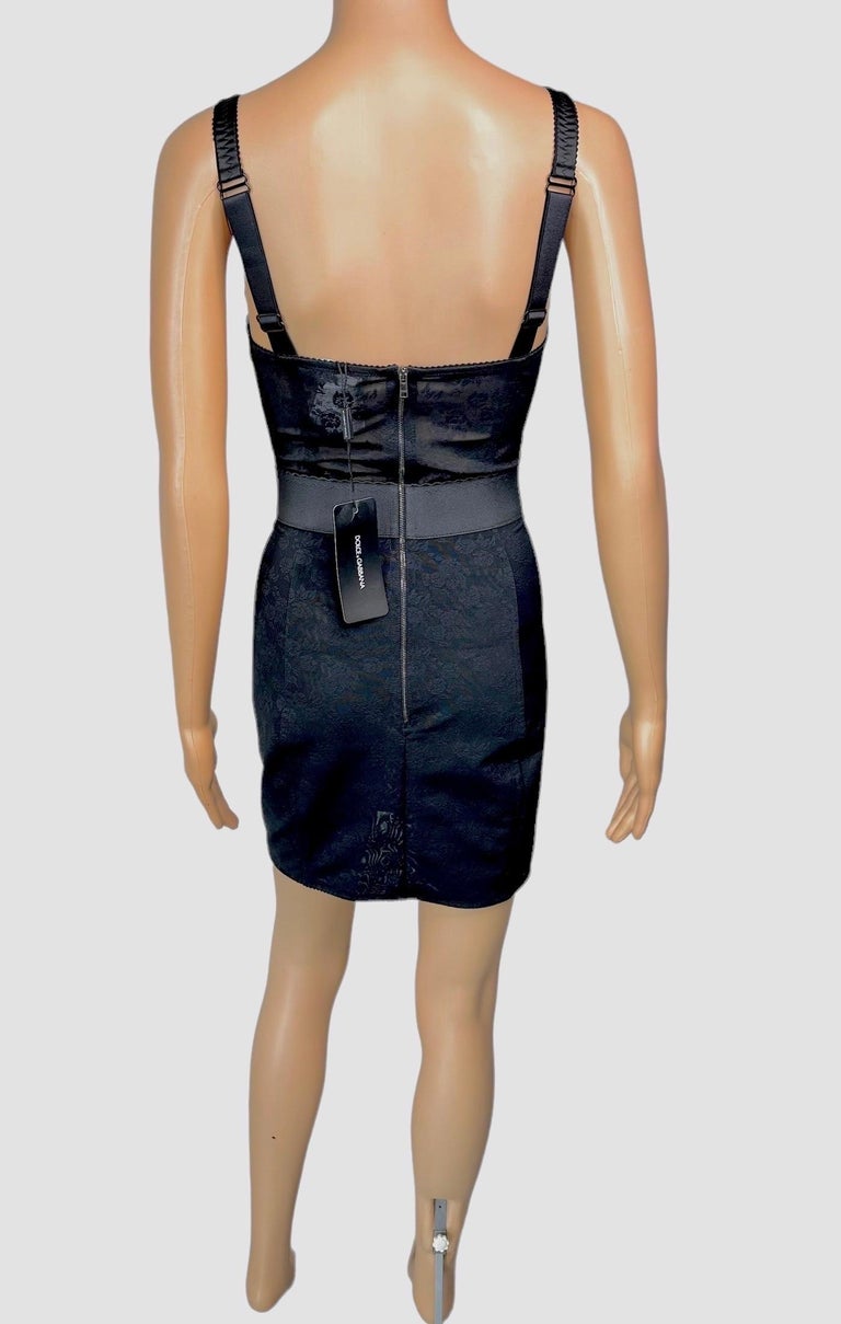 Dolce and Gabbana Unworn Bustier Bra Sheer Lace Panels Bodycon Black ...