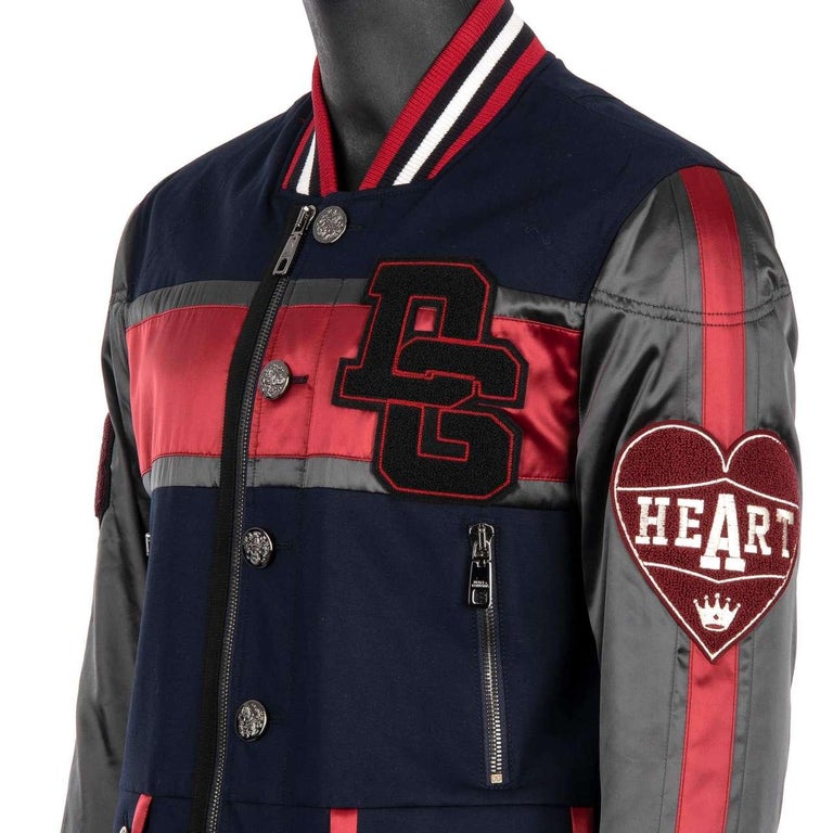 Dolce and Gabbana Varsity Jacket with DG King Logo and Applications ...
