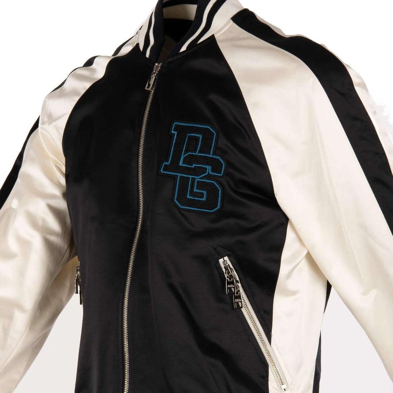 Dolce and Gabbana - Varsity Jacket with DG Logo and Zips Black White 46 ...