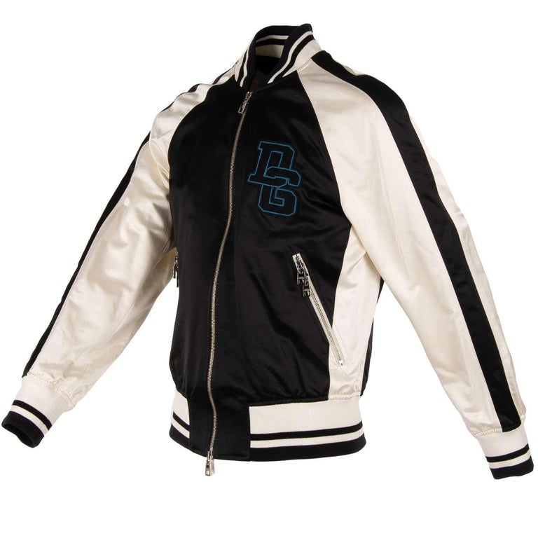Dolce and Gabbana - Varsity Jacket with DG Logo and Zips Black White 54 ...