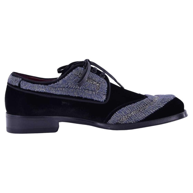 Dolce and Gabbana - Velour Derby Shoes "Sassari" Black EUR 44 For Sale ...