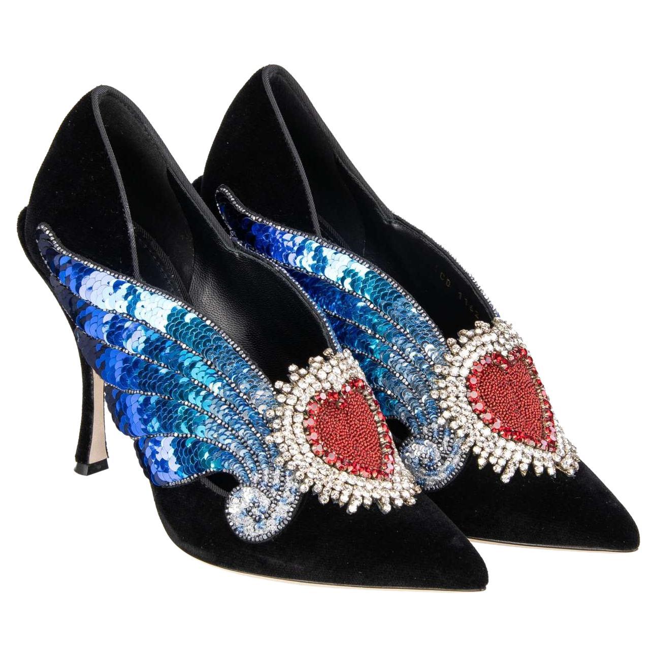 Blue Velvet Pumps - 17 For Sale on 1stDibs